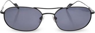 Yohji Yamamoto Lunettes de soleil m&eacute;talliques &agrave; courbe prononc&eacute;e - Homme - Accessoires - Noir - Taille: ONE Size
