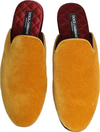 Dolce & Gabbana Mens Suede Slipper Yellow Goatskin