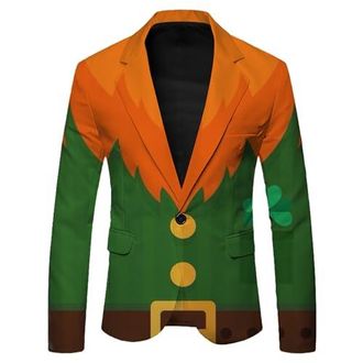 Generic Veste de f&ecirc;te pour homme - Imprim&eacute; int&eacute;gral - Avec motif tr&egrave;fle vert - Veste de costume color&eacute;e - Costume de f&ecirc;te pour carnaval et soir&eacute;es &agrave; th&egrave;me, 01