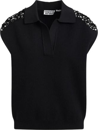 Essentiel Femme, Tops, Noir, Taille: 36 FR Polo sans manches