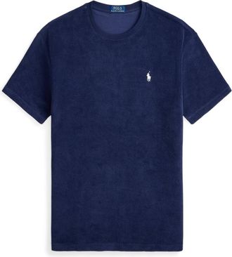 Ralph Lauren Elastisches Frottee-T-Shirt mit kleiner Pony-Stickerei, Classic Fit in