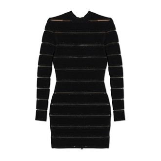 Balmain Kleid mit schimmernden Pailletten - - Dresses - Damen - Schwarzk - S
