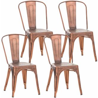 Clp Ensemble de 4 chaises empilables en chaises de bar en m&eacute;tal. Couleur : Cuivre