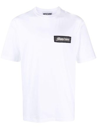 Moschino t-shirt en coton &agrave; patch logo - Blanc