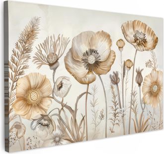 MuchoWow © Wandbilder Groß 120x80 cm XXL Wohnzimmer Wanddeko Schlafzimmer Zimmerdeko Wandgemälde Zimmer Deko auf Wand Dekoration Wall Art Blumen - Beige - Natu