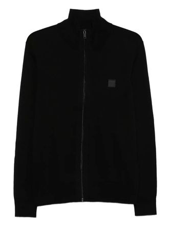 BOSS cardigan zippé à patch logo - Noir