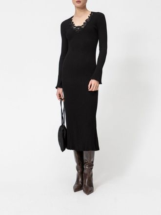 Twinset Robe fourreau midi en maille coupe slim avec empi&egrave;cements en dentelle