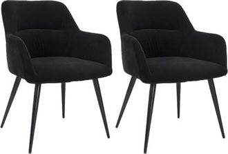 Vente-Unique Lot de 2 chaises avec accoudoirs en Tissu et métal - Noir - HEKA - Salle à Manger