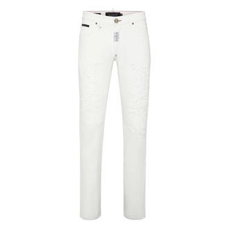 Philipp Plein Denim Hosen Super Straight Cut - - Jeans - Herren - Wei&szlig; - W29