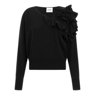Nude Nude - Pull &agrave; Volants - Femme - Pulls - Noir - Taille: 38 FR