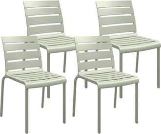 OUTSUNNY Lot de 4 chaises de Jardin chaises de Bistro empilables avec Assise et Dossier &agrave; Lattes dim. 42L x 54l x 78H cm Vert