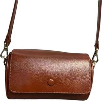 Generic Petit sac à bandoulière en cuir véritable for femmes, sac à main messager dété décontracté, sac à oreiller(Dark brown)