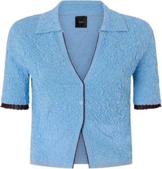 Pinko Pinko, Femme, Pulls, Bleu, Taille: 42 FR Punto lampo polo goffrato