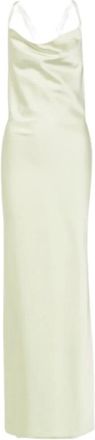 Twinset Femme, Robes, Vert, Taille: 36 FR Robe Midi Satin&eacute;e avec Drap&eacute;