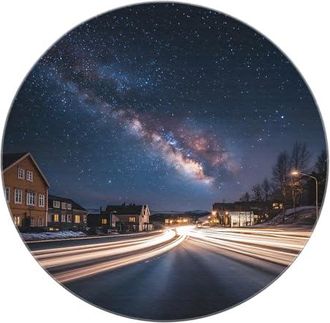 Generic Paysage Urbain Cosmique Style Photographie, Tapis Galaxy Ciel Nocturne, Tapis Ronds Lavable et antid&eacute;rapant &agrave; Poils Ras pour Chambre, Salon et entr&eacute;e 