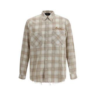 Amiri Homme, Chemises, Beige, Taille: XL Chemise en Flanelle &agrave; Carreaux avec Poches