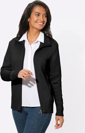 Casual Looks Strickjacke CASUAL LOOKS, Damen, Gr. 38, schwarz, 50% Baumwolle, 50% Polyacryl, unifarben, figurumspielend, Strickjacken Strickjacke, Topseller