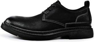 Generic Chaussures Oxford confortables à lacets en cuir pour homme - Bout rond - Antidérapantes - Style décontracté - Tendance - Pour les affaires, Noir, 39 1