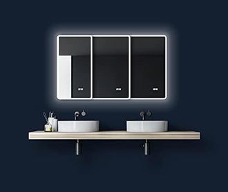 Talos Sun LED Badspiegel 45x70 cm mit Beleuchtung - Wandspiegel mit LED-Lichtumrahmung - Spiegel mit neutralweißem Licht - Beleuchteter Badezimmer Spiegel m