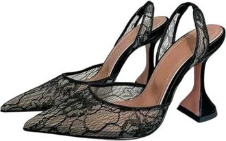 Generic YUJIEBB Sandales &agrave; talons hauts en maille transparente avec dentelle et sangle arri&egrave;re pour femme, noir 01, 35.5 EU