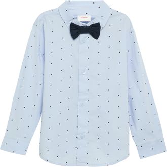 s.Oliver Baumwollhemd mit Minimalprint und abnehmbarer Fliege