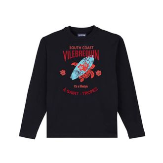 Vilebrequin Homme, Tops, Bleu, Taille: S T-shirt à manches longues en coton Turtles Surf