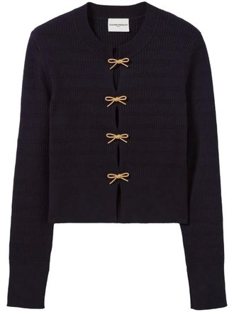 Claudie Pierlot pull en maille fine à détail de noeud - Bleu