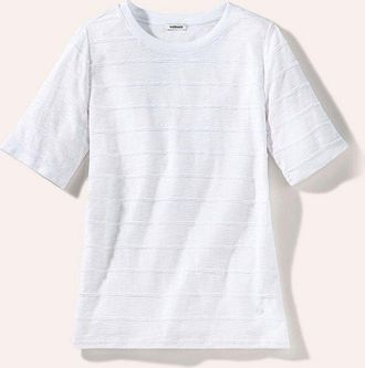 Walbusch T-Shirt Damen Baumwollshirt Streifenstruktur Rundhals pflegeleicht Atmungsaktiv, Regular-Fit, L&auml;nge ca. 64 cm, maschinenwaschbar
