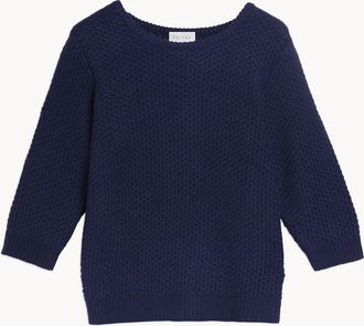 Kujten Pull cachemire col rond nid dabeille, 6 fils - Pull Alice