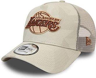 New Era Los Angeles Lakers NBA Multi Camo Beige A-Frame Adjustable Trucker Cap - One-Size