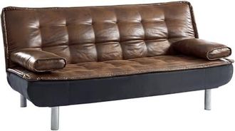 Vente-Unique Canap&eacute; 3 Places Convertible clic-clac en Microfibre Vieilli Marron MISHAN II