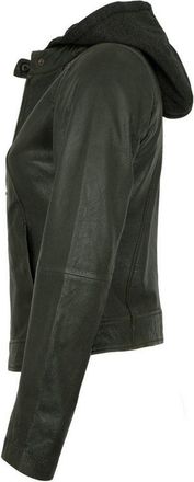 Jilani Lederjacke Ashley Jilani Collection - Damen Lederjacke Lammnappa Kapuze olive