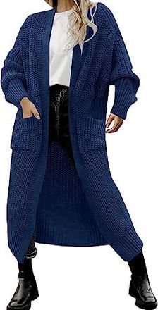 Generic Pull en tricot femme hiver grande poche cardigan en tricot ample, navy color, 3XL