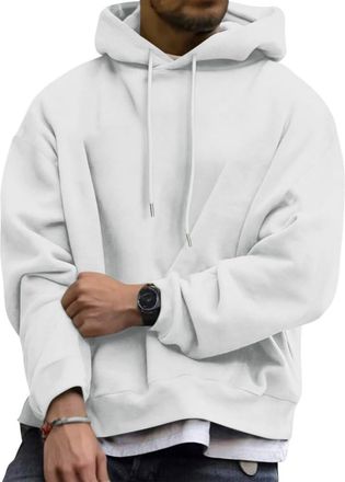 TOMWELL Oversized Hoodie Herren Winter Kapuzenpullover Casual Pullover mit Kapuze Classic Hoody A Wei&szlig; XXL