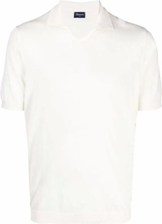 Drumohr Homme, Tops, Blanc, Taille: 2XL Polo en maille fine de coton