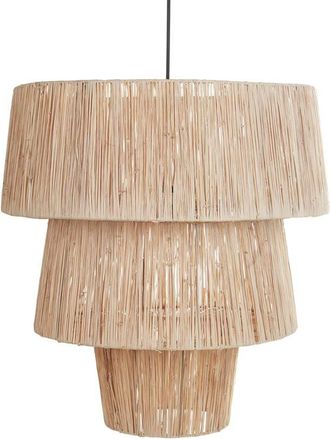 Beliani Lampe Suspension Style Boho Naturel Abat-jour en Paille Base en M&eacute;tal Premat