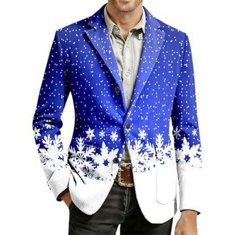 Generic Veste Homme Costume de Noël, Veste en Velours côtelé élégante pour Occasions Formelles avec cranté et Design imprimé Festif soirées dannée cérémonies