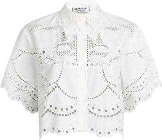 BERENICE Chemise cropped brod&eacute;e &agrave; manches courtes