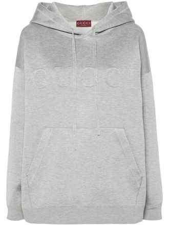 Gucci Melierter Hoodie mit Logo-Prägung - Grau