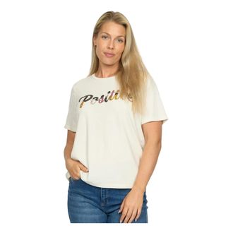2-Biz Besticktes- Positives Overshirt T-Shirt - - Tops - Damen - Wei&szlig; - XL