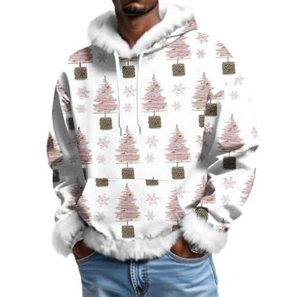 Generic Sweat à capuche de Noël pour homme - Avec Père Noël et bordure en fourrure synthétique - À manches longues - Pour lhiver - Loisirs et vie quotidienne,