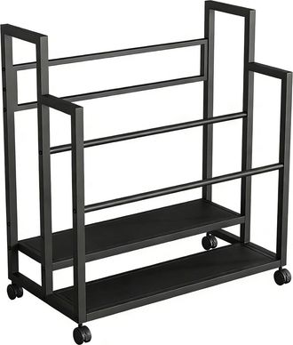 Generic Aufbewahrungsregal for Yogamatten Heimfitnessstudio-Regal mit Rollen Gro&szlig;es Ablagefach for Yogabl&ouml;cke Einfache Montage Platzsparend(Black - Two Layers