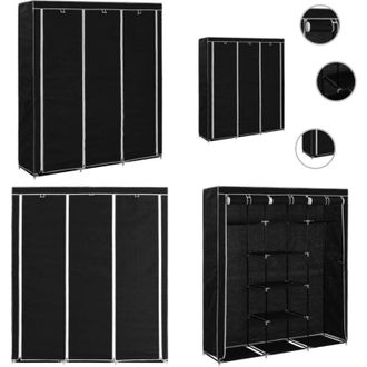 vidaXL Vidaxl - Armoire avec compartiments et barres Noir 150x45x175 cm Tissu - Garde Robe - Placard Pliant - Meuble Rangement - Armoire Textile - Armoire