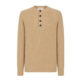 Amaranto Rippstrick-Pullover mit Rundhalsausschnitt - - Knitwear - Herren - Beige - L
