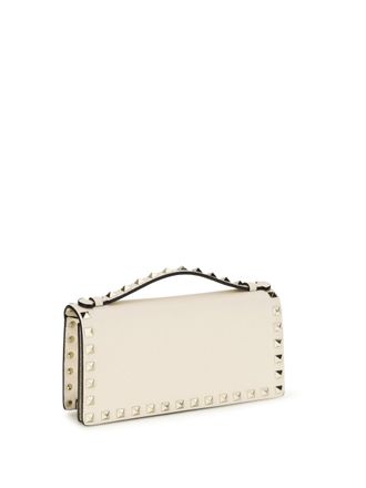 Valentino Garavani Womens Rockstud Chain Wallet Light Ivory Calf Leather Bos Taurus