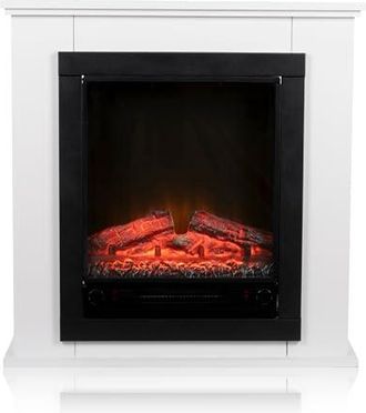 Alpina Geneva Elektrokamin mit Heizung - Elektroheizung 1800W - Kaminofen mit Heizung, Schalttafel und Timer - Elektroherd mit LED-Flammen - Freistehend - We