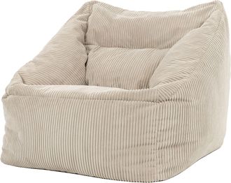 Icon Brand Natalia Sitzsack Sessel für Erwachsene, Beige, Flauschiger Cord Stoff, Riesen Sitzsack Cord mit Füllung, Bean Bag Chair, Bequemer Sessel Wohnzimmer, L