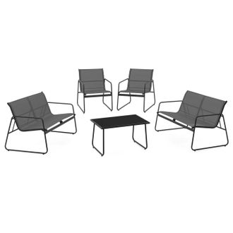 IDMarket Set Di Mobili Da Giardino Bassi Malaga 6 Posti Con Divani, Poltrone E Tavolo In Grigio Antracite