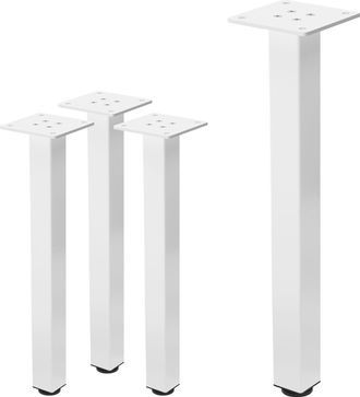 ML Design ML-Design 4er Set Tischbeine I-Design 42 cm, Wei&szlig; gl&auml;nzend, aus pulverbeschichtetem Stahl, eckig, Vierkantprofil 4x4 cm, H&ouml;henverstellbare M&ouml;belf&uuml;&szlig;e 1