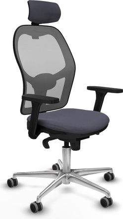 Piqueras y Crespo B&uuml;rostuhl mit 3D-Armlehnen, h&ouml;henverstellbarer Lendenwirbelst&uuml;tze und h&ouml;henverstellbarem Kopfteil, 5 Positionen, Grau/Dunkelgrau